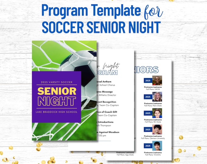 Program Template for Senior Night, Soccer Senior Night Program, Digital ...