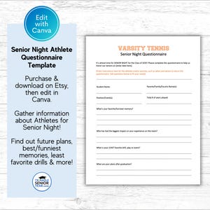 Senior Night Questionnaire | Senior Sports Night Bio Form | Canva ...