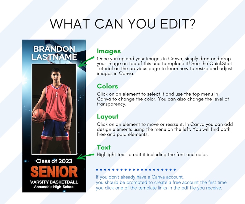 Senior Night Banner Template for Basketball 6-foot Banner - Etsy