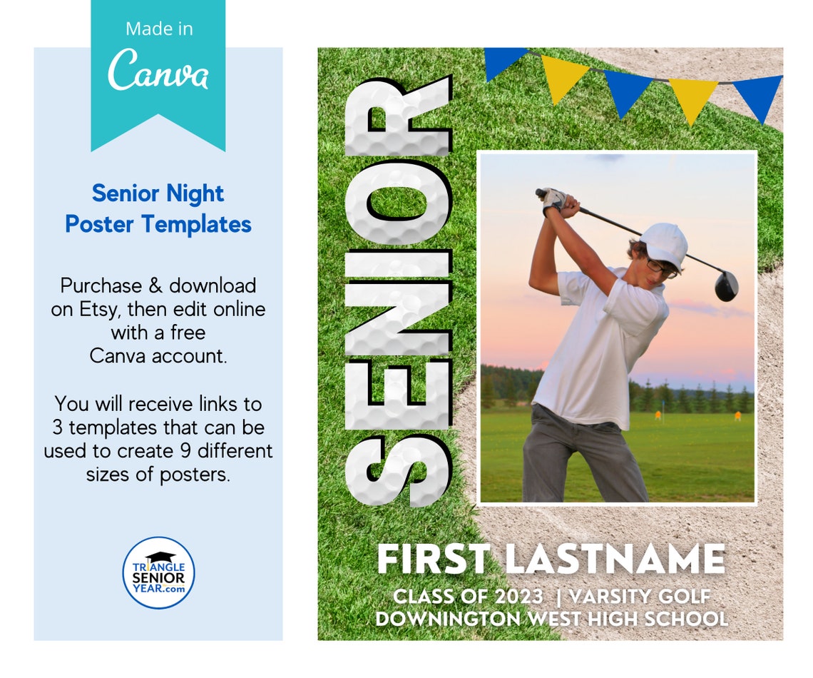 Senior Night Poster Template for Golf High School Poster - Etsy