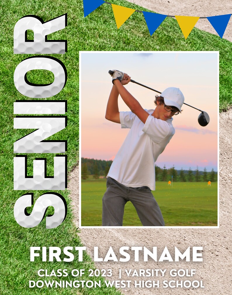 Senior Night Poster Template for Golf High School Poster - Etsy