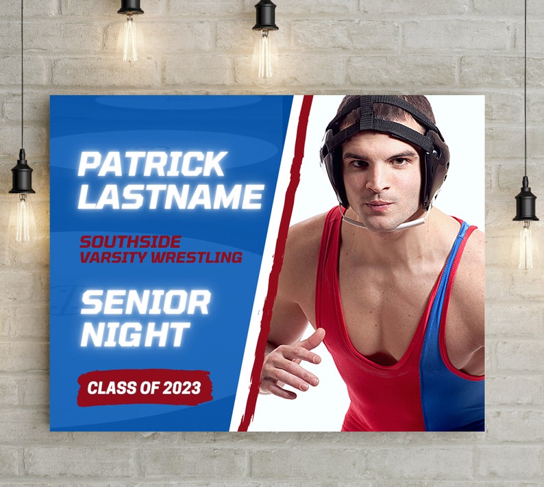 Senior Night Wrestling Poster Template Wrestling Senior - Etsy