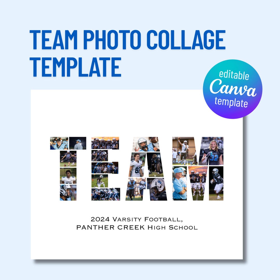 TEAM Photo Collage Template, Team Gift, Coach Thank You Gift, DIY Photo ...