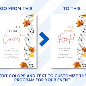 Fall Concert Program Template for Chorus, Orchestra, Band or Piano ...