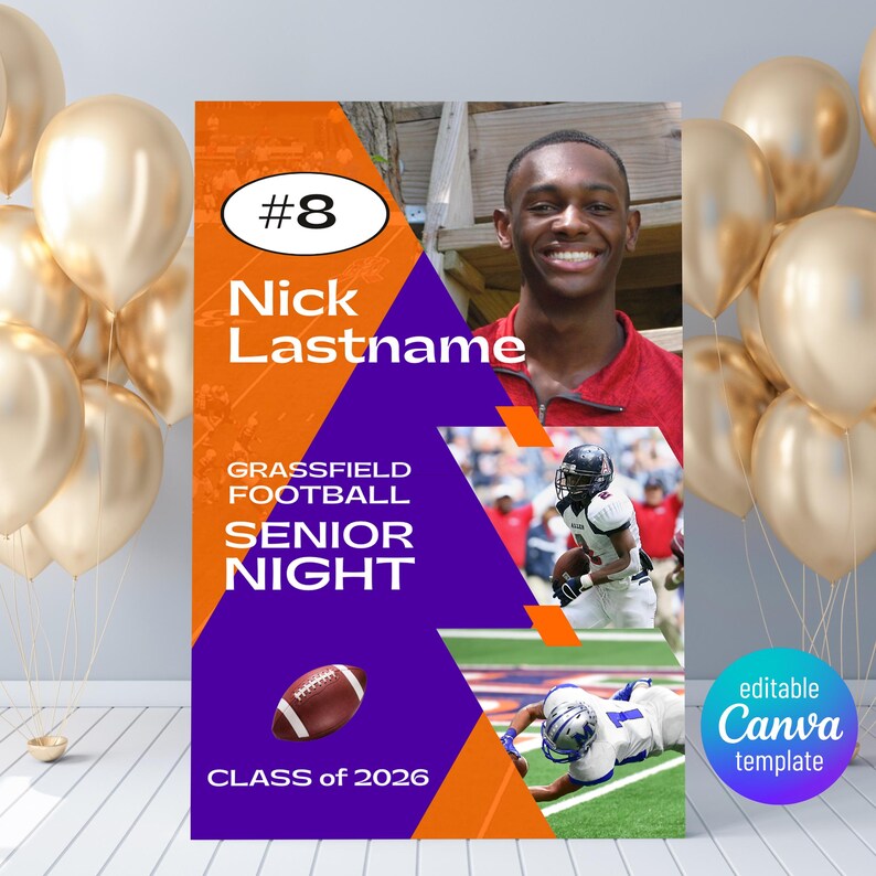 Senior Night Football Poster Template Football Senior Night Class of ...