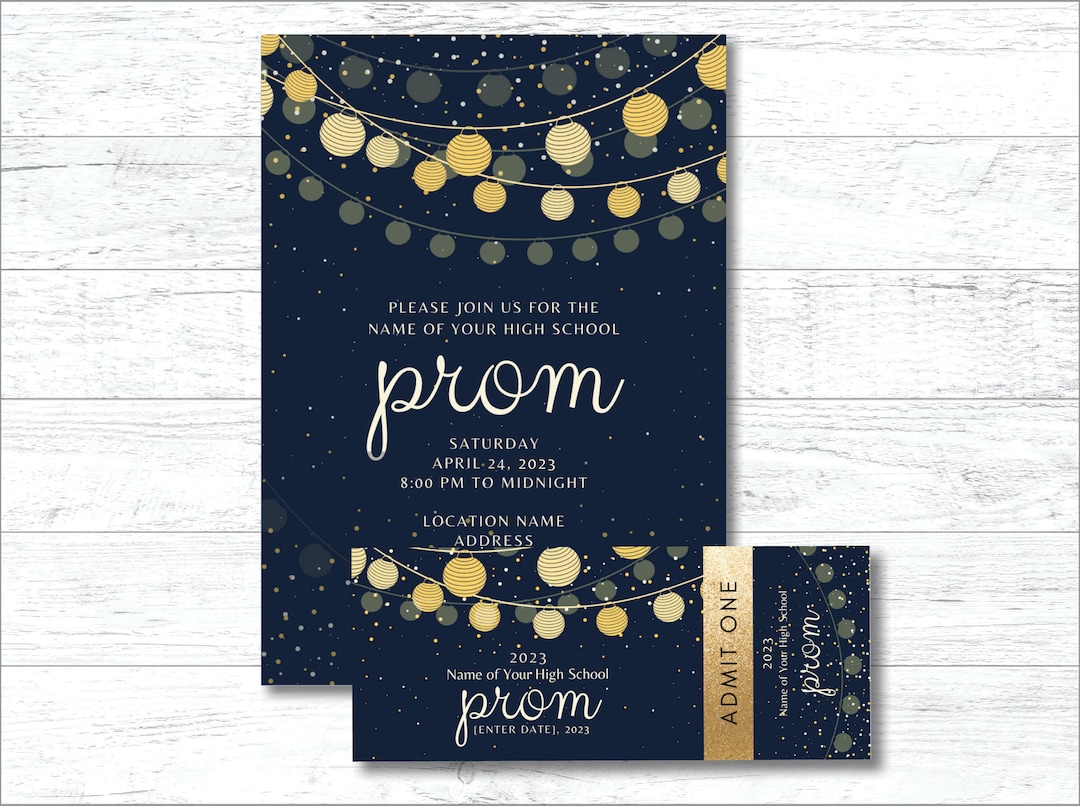 Starry Night Invitation and Ticket Templates for Prom Hoco or - Etsy