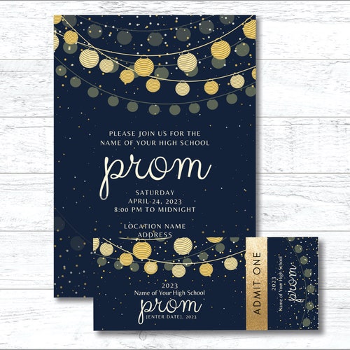 EDITABLE Prom Dance Invitation. Starry Night Gold Glitter an - Etsy