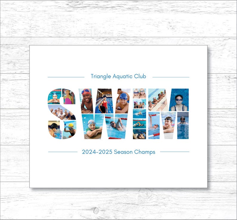 Swim Photo Collage Template, Swim Team Gift, Swim Coach Thank You Gift ...