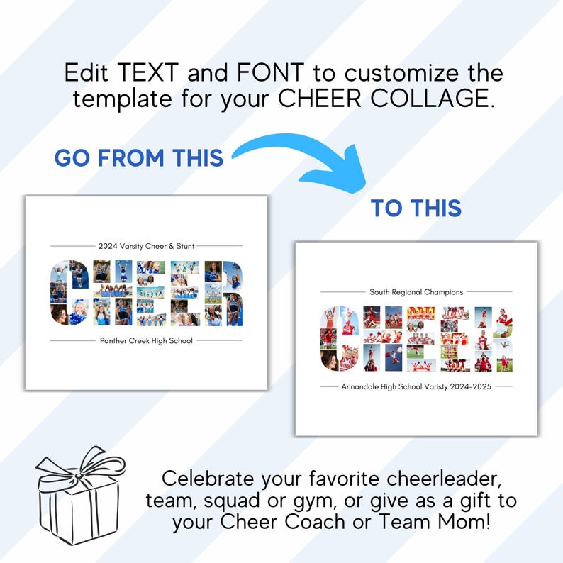 Cheer Photo Collage Template, Cheerleader Gift, Cheer Coach Thank You ...