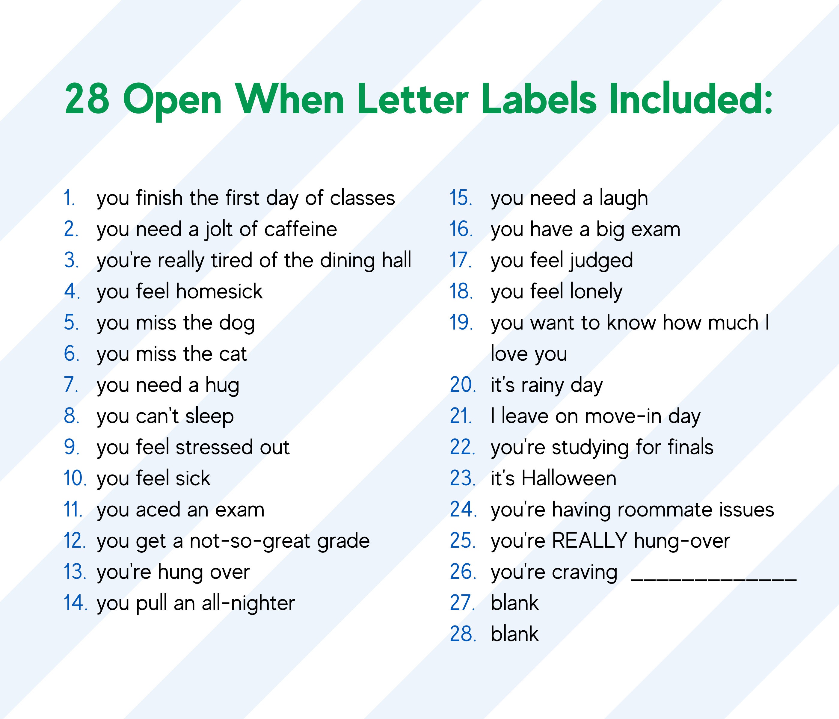 Open When Letter Labels, Back to College Gift, Letters for College ...