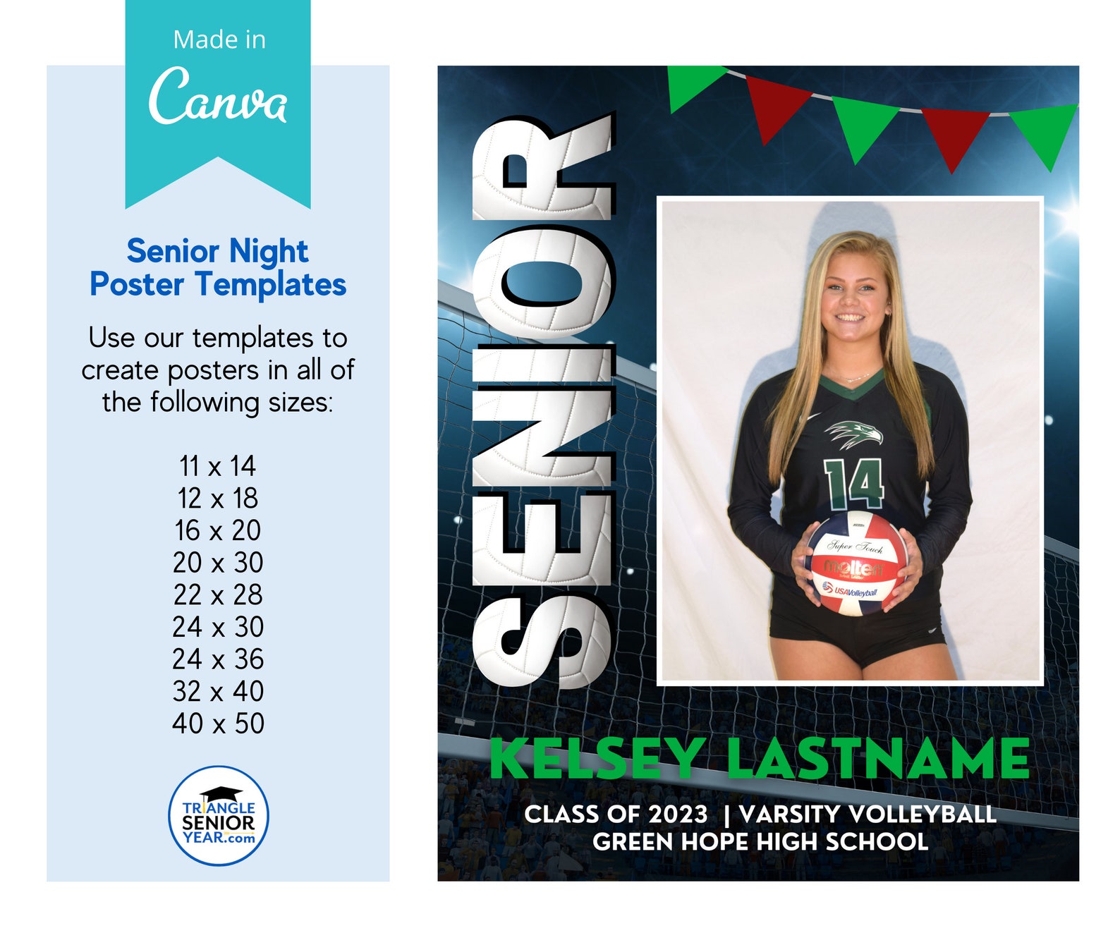 Senior Night Poster Template for Volleyball High School - Etsy