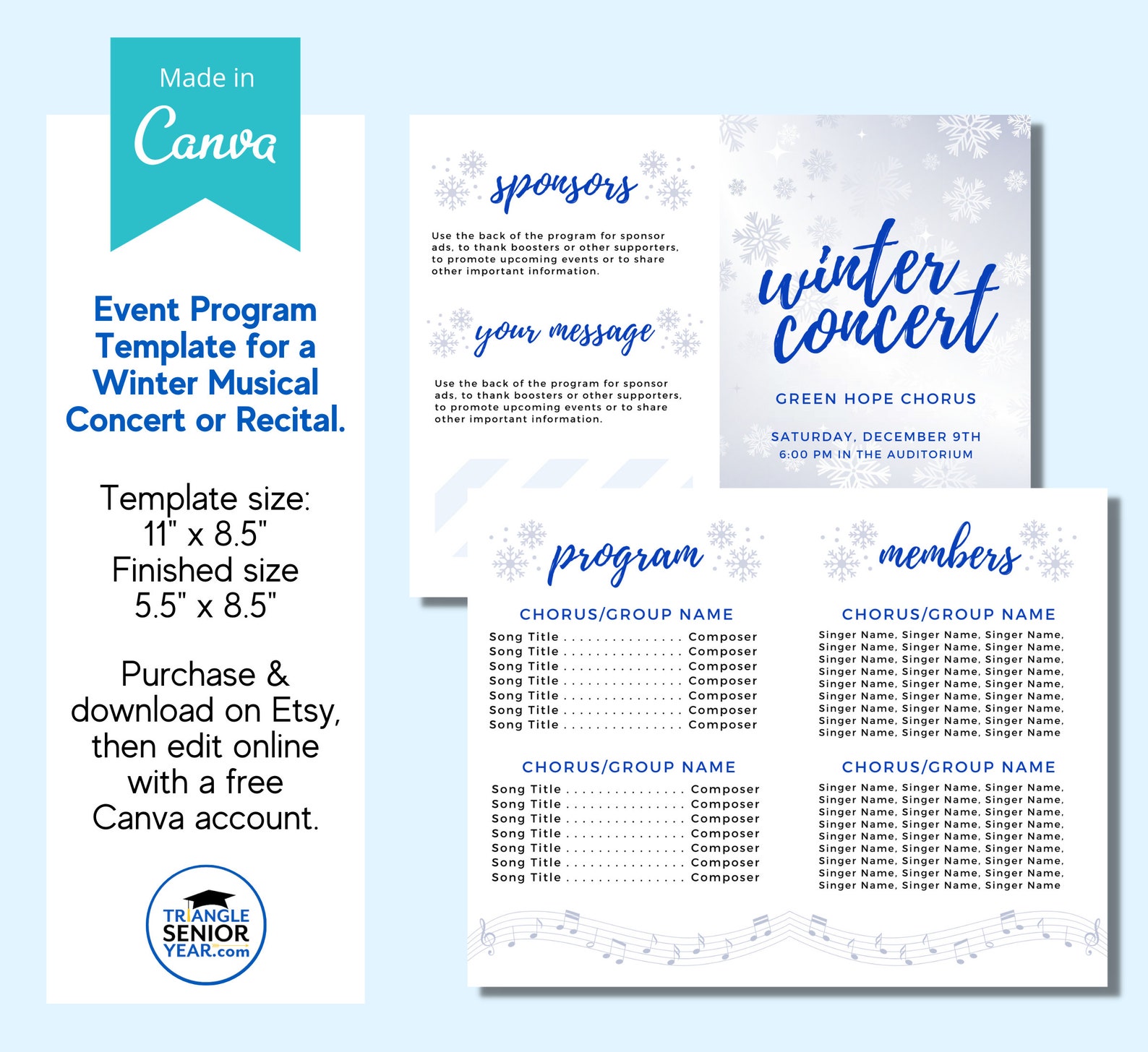 Winter Concert Program Template, Winter Recital Program, Program ...