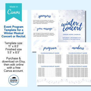 Winter Concert Program Template, Winter Recital Program, Program ...