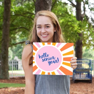 Hello Senior Year Class of 2026, Printable First Day of School Sign ...