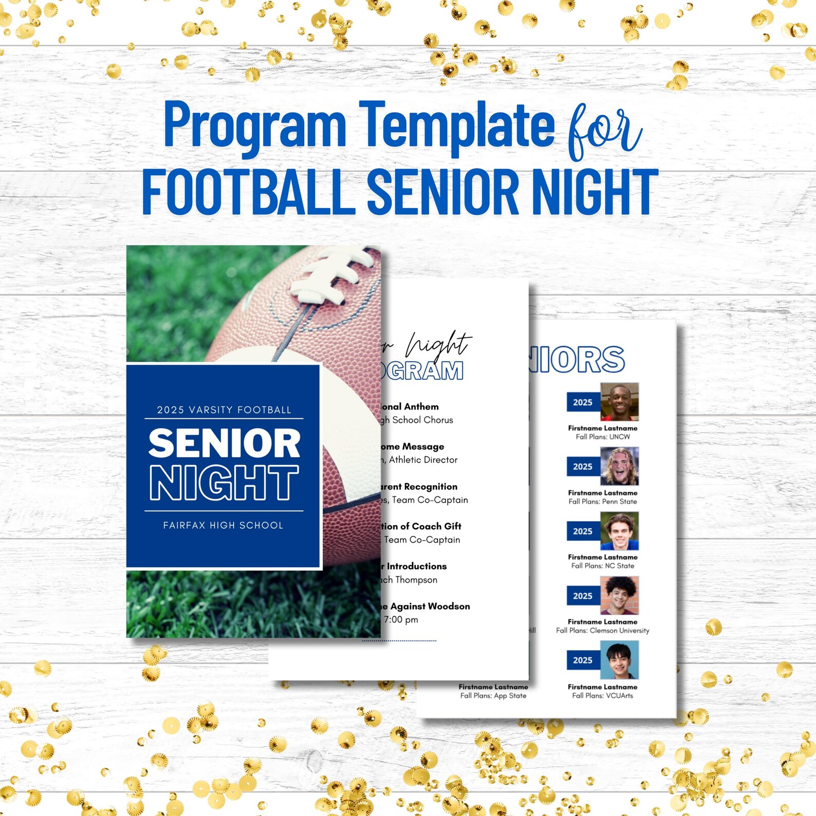 Football Program Template for Senior Night - Editable Canva Template - Etsy