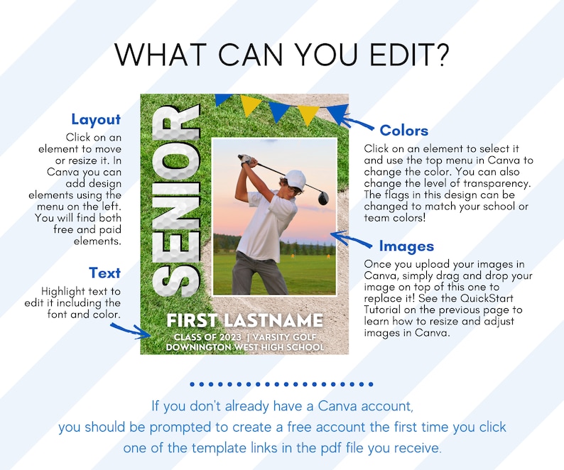 Senior Night Poster Template for Golf High School Poster - Etsy
