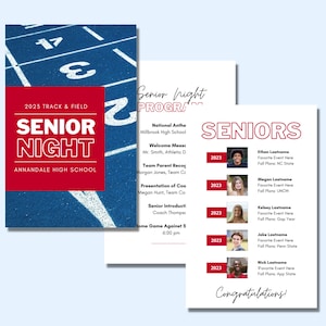 Track and Field Senior Night Program Template, Program Template for ...