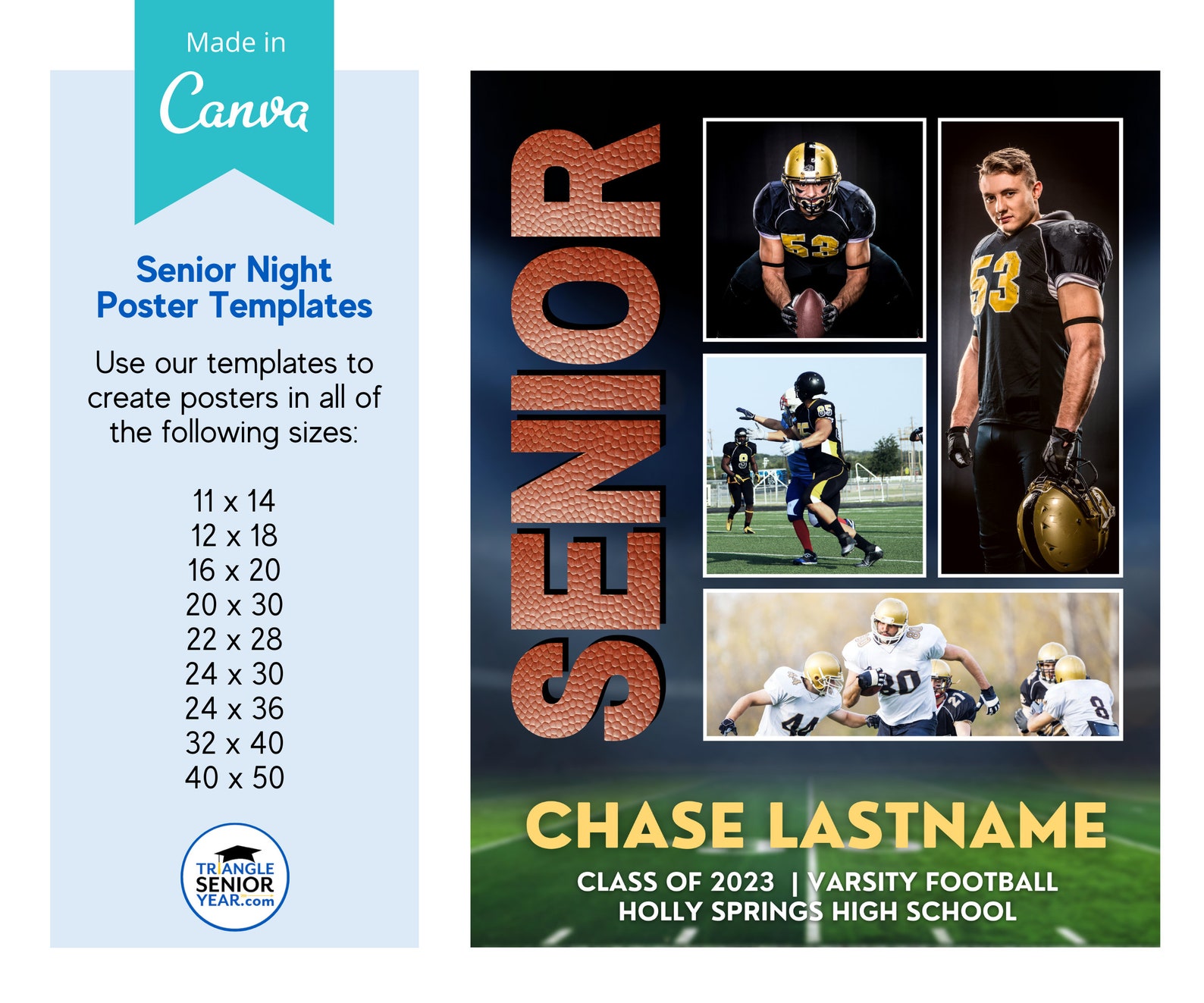 Senior Night Poster Template for Football High School Poster - Etsy