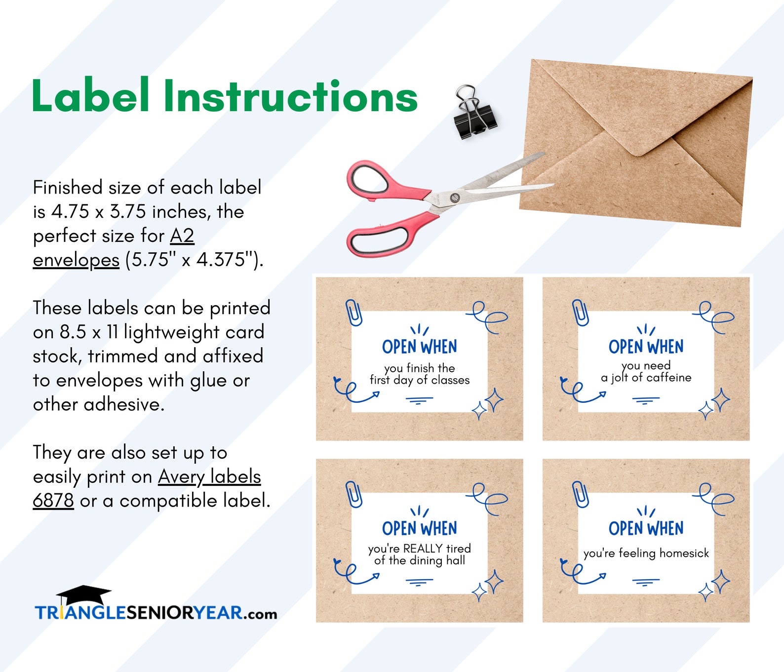 Open When Letter Labels, Back to College Gift, Letters for College ...