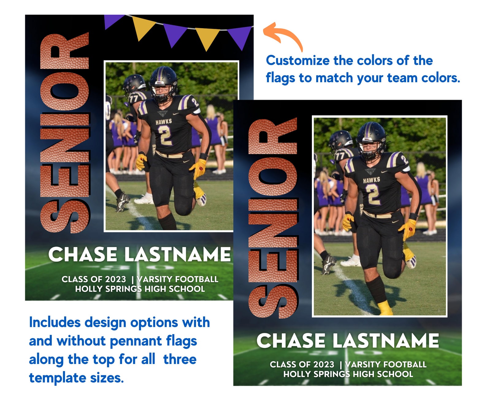 Senior Night Poster Template for Football High School Poster - Etsy