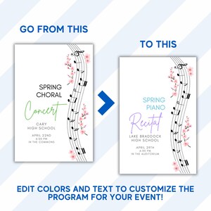 Spring Concert Program Template for Chorus, Orchestra, Band or Piano ...