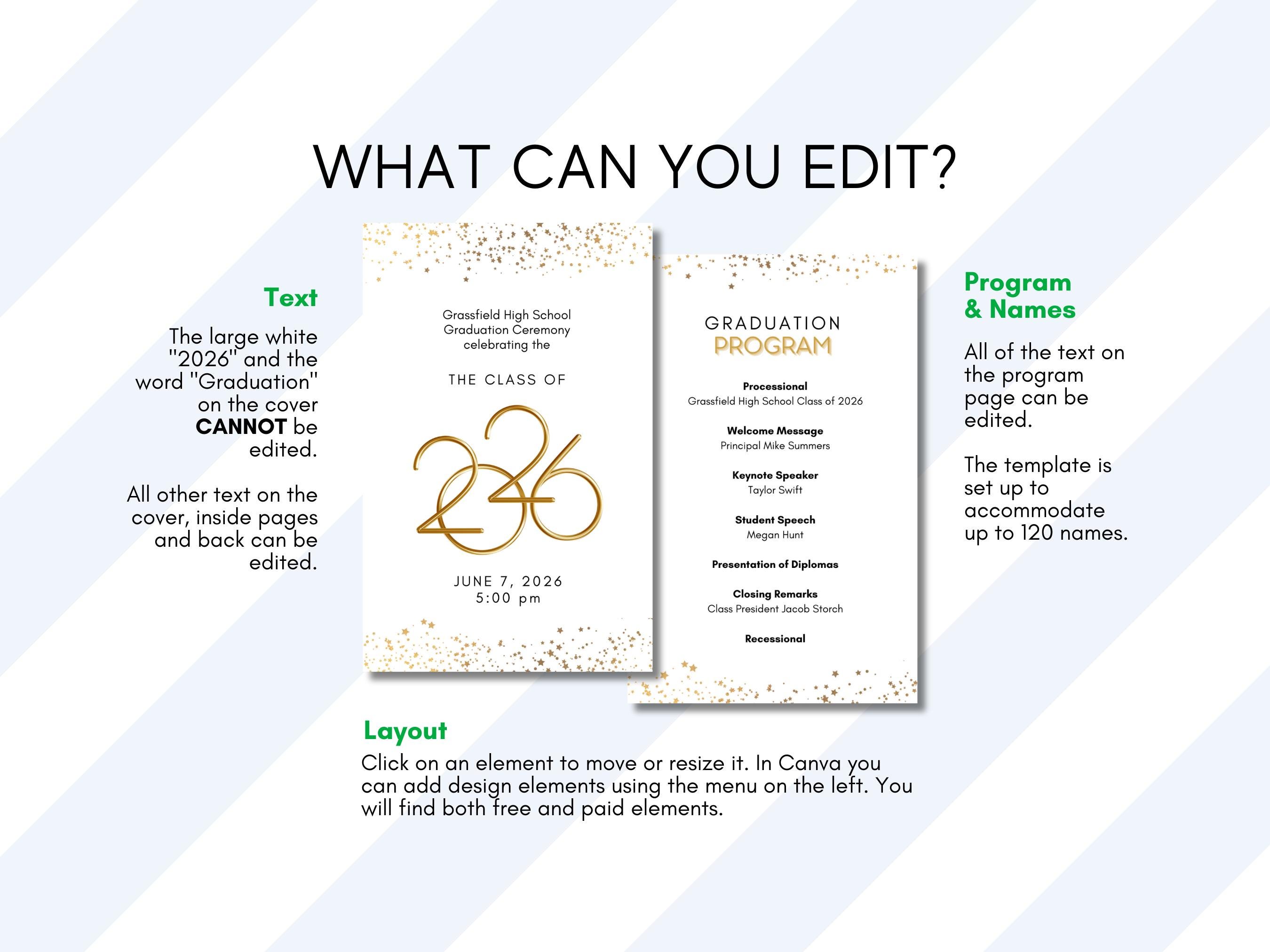 Graduation Program Template for the Class of 2026, Graduation Ceremony ...