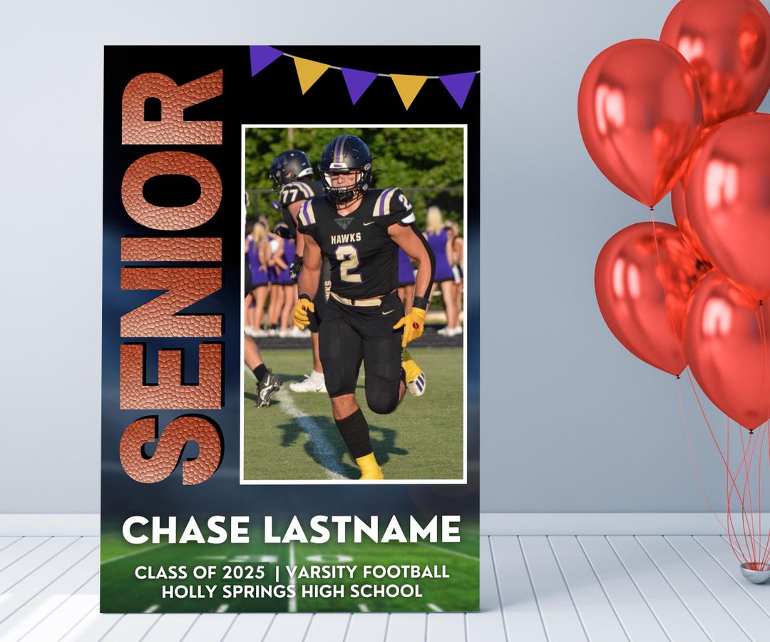Senior Night Poster Template for Football, High School Poster Template ...