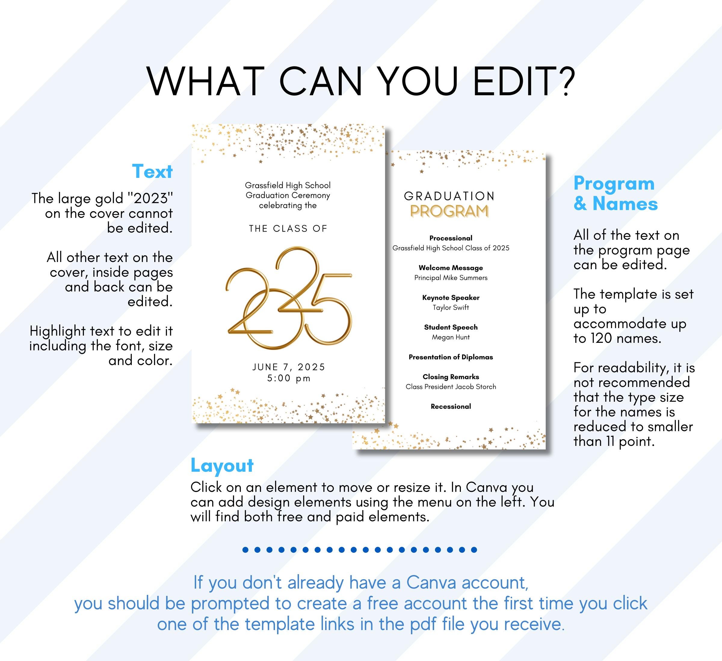 Graduation Program Template for the Class of 2025, Graduation Ceremony ...