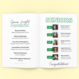 Program Template for Swim Team, Swim Team Senior Night Program Digital ...