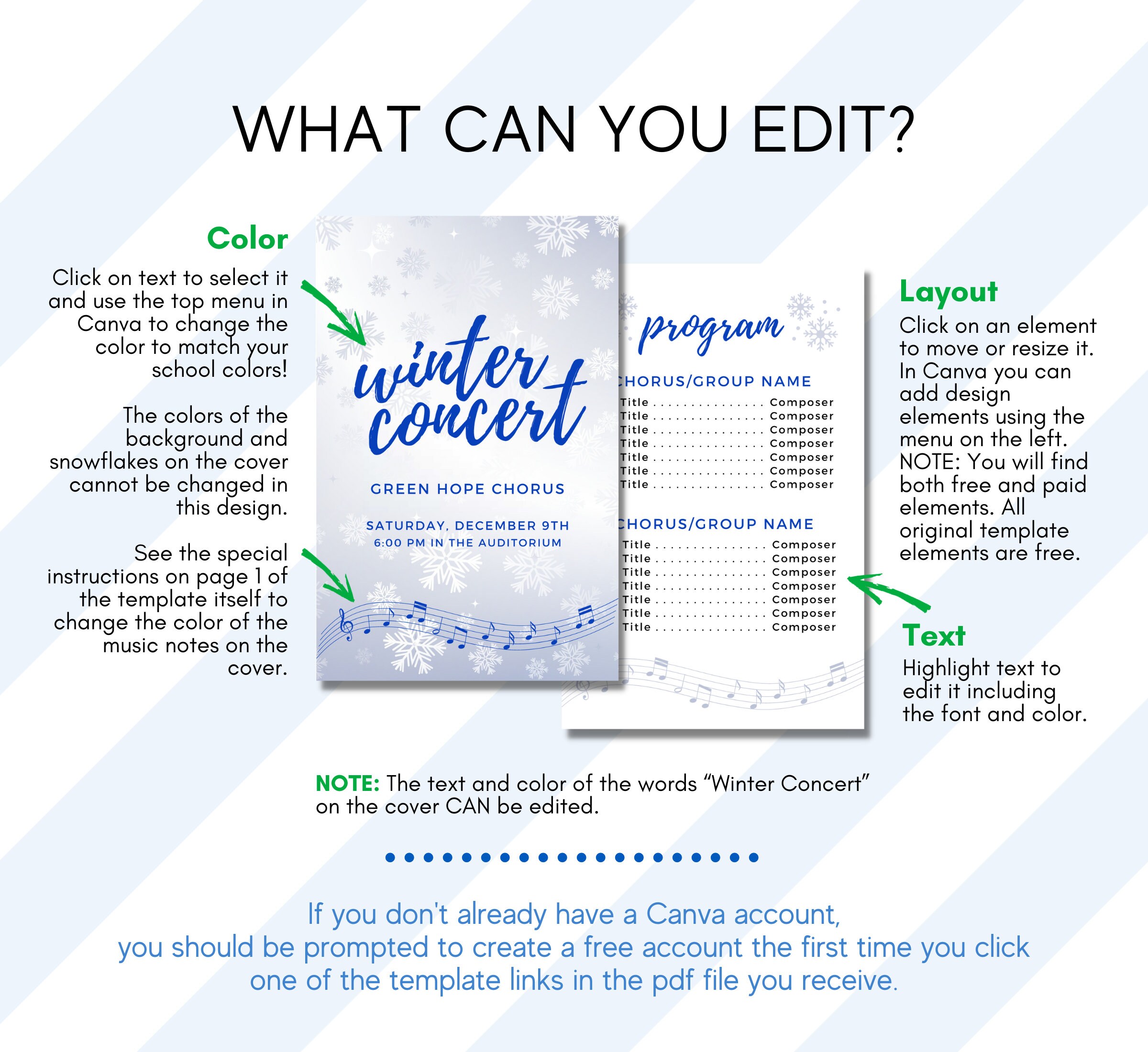 Winter Concert Program Template, Winter Recital Program, Program ...