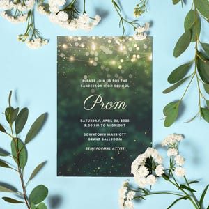 Enchanted Garden Prom Template Bundle: Invitation, Ticket, Menu, Signs ...