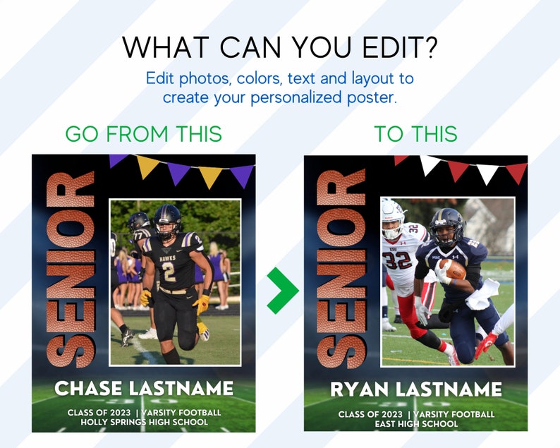 Senior Night Poster Template for Football High School Poster - Etsy
