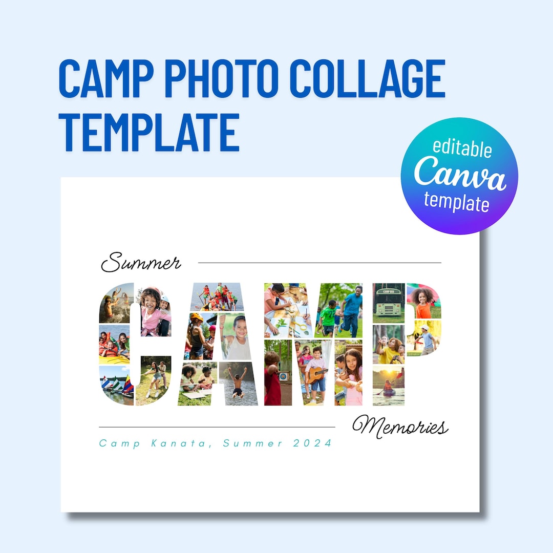 Summer CAMP Photo Collage Template, Camp Memories Gift, Photo Collage ...