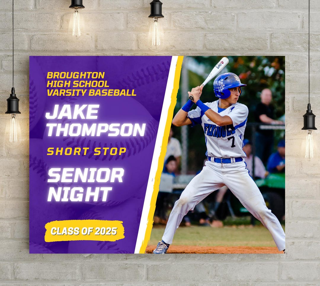 Baseball Poster Template for Senior Night, Baseball Senior Night, Class ...