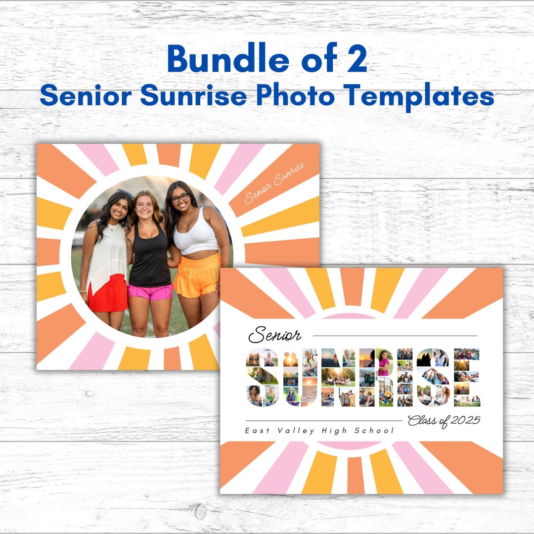 Bundle of Senior SUNRISE Photo Templates, Senior Sunrise Gifts, DIY ...