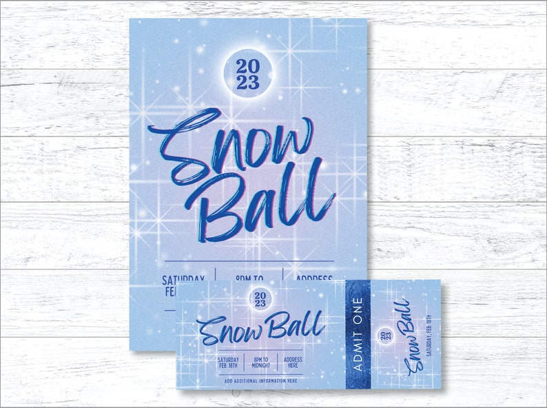 Invitation and Ticket Templates for Winter School Dance - Etsy
