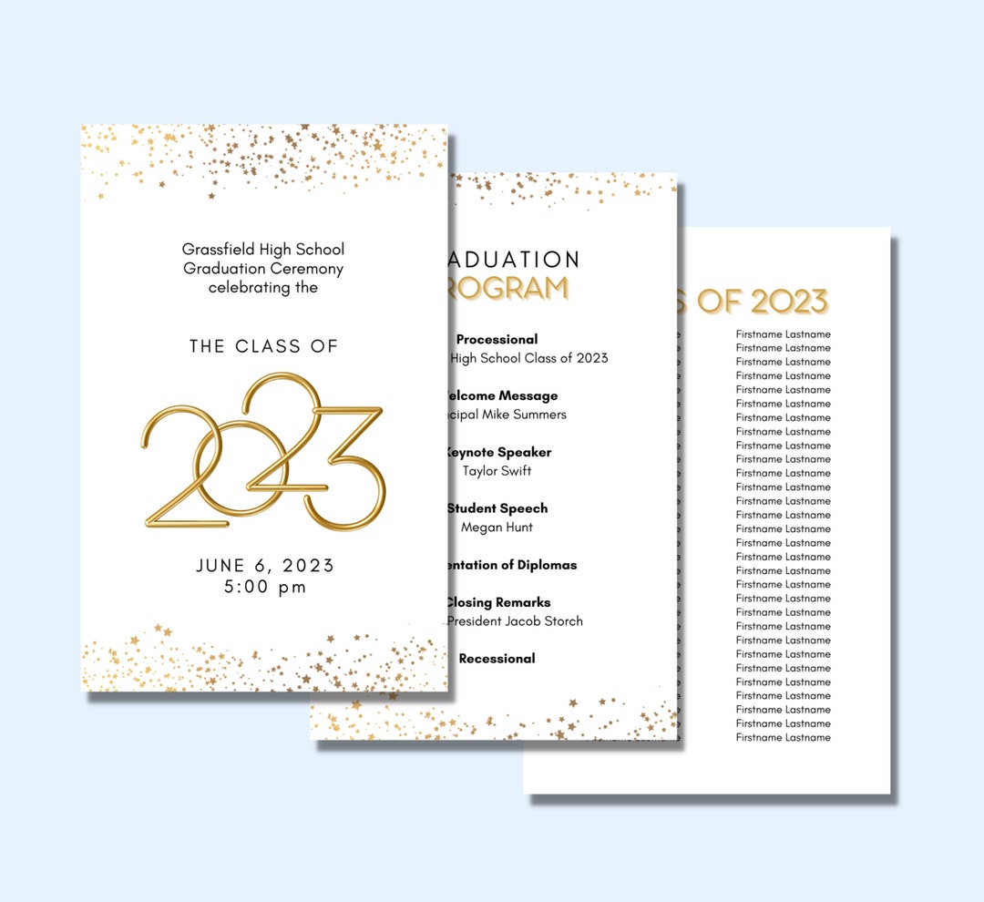 Graduation Program Template for the Class of 2023 Mid-year - Etsy