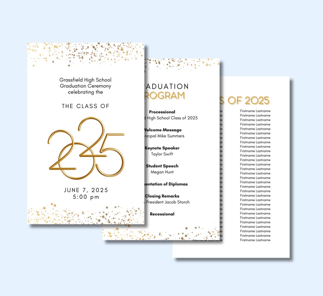 Graduation Program Template for the Class of 2025, Graduation Ceremony ...
