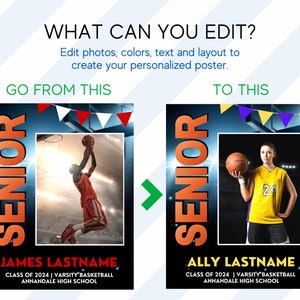 Senior Night Poster Template for Basketball, High School Poster ...