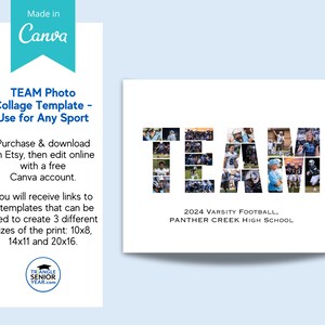 TEAM Photo Collage Template, Team Gift, Coach Thank You Gift, DIY Photo ...