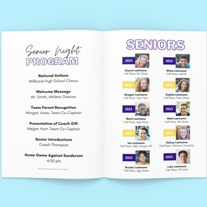 Track and Field Senior Night Program Template, Program Template for ...
