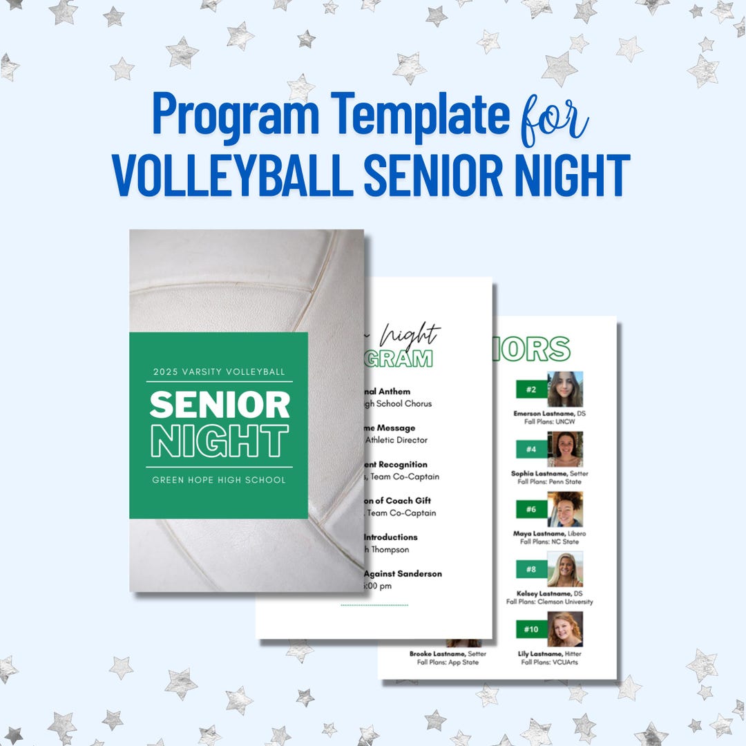 Program Template Volleyball Senior Night Event Program for Volleyball ...