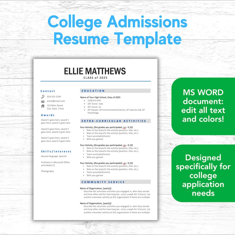 Apply for College Template - Etsy