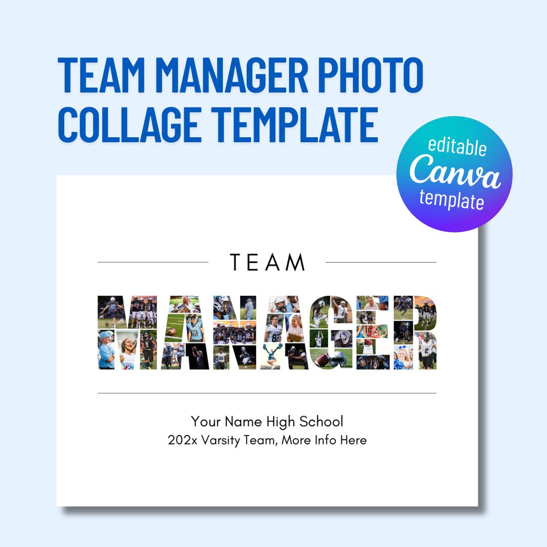 Team MANAGER Photo Collage Template, Manager Thank You Gift, DIY Photo ...