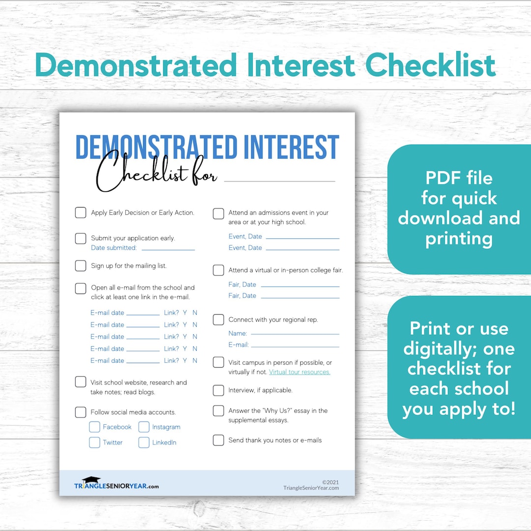 Demonstrated Interest Checklist | Printable Checklist to Track College ...