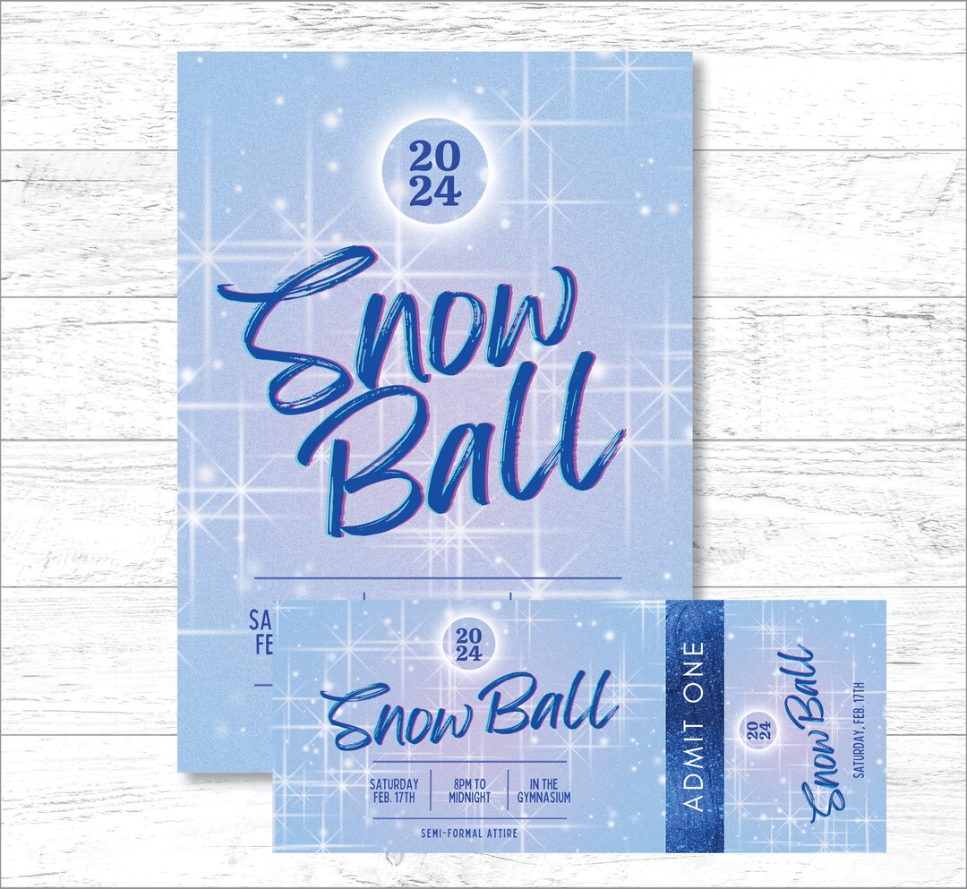 Invitation and Ticket Templates for Winter School Dance, Winter Formal ...