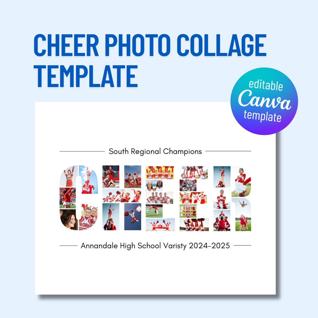 Cheer Photo Collage Template, Cheerleader Gift, Cheer Coach Thank You ...