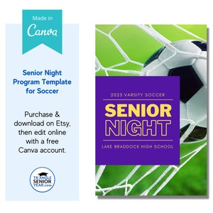 Program Template for Senior Night, Soccer Senior Night Program, Digital ...