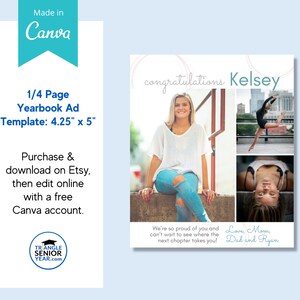 Yearbook Ad Templates, Senior Year Tribute Ad, Editable 1/8, 1/4, 1/2 ...