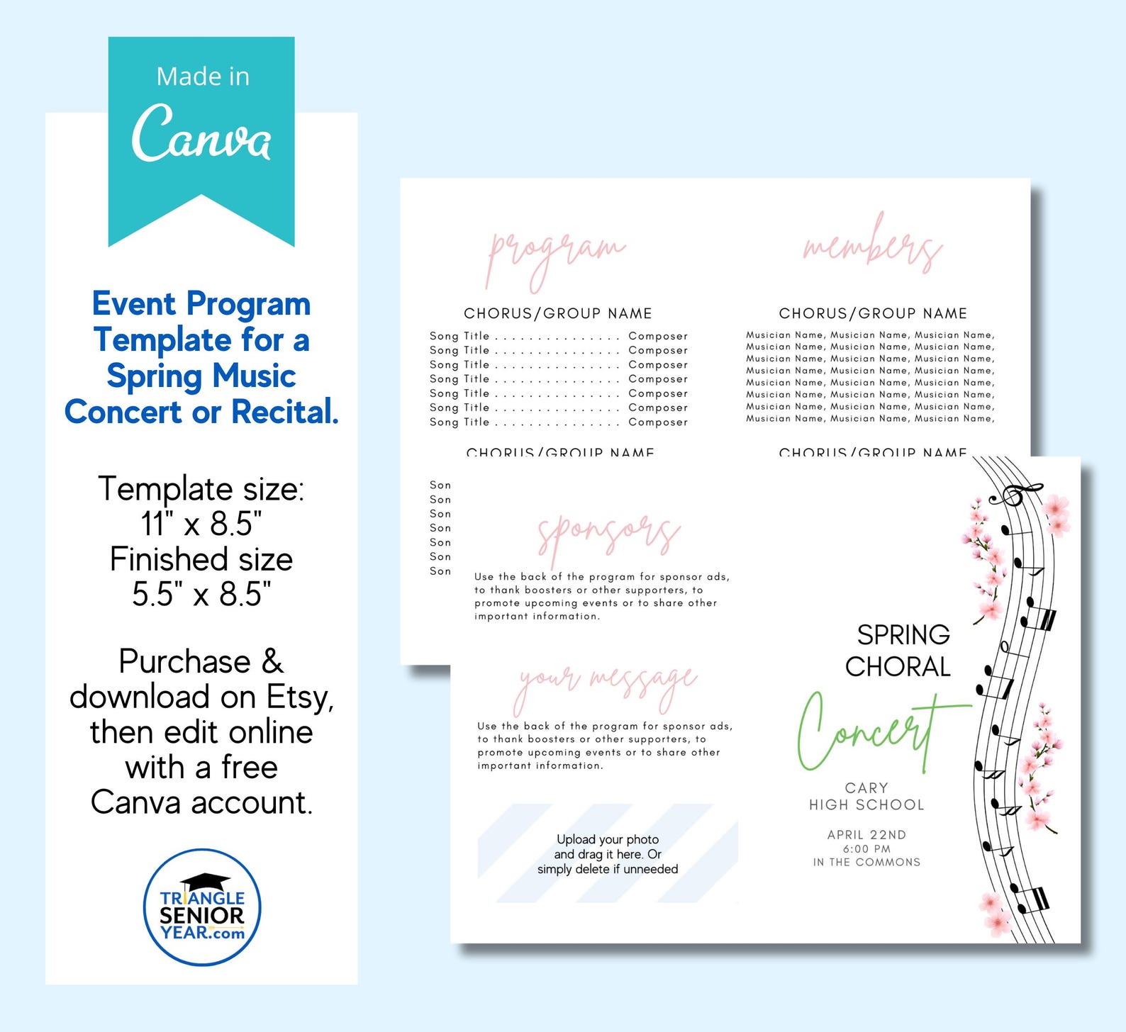 Spring Concert Program Template for Chorus, Orchestra, Band or Piano ...